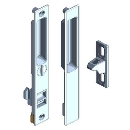 Aluminum sliding door lock - Flushmount with nite lock